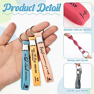 Ferreve 30 Pcs Inspirational Christian Keychains Bulk Bible Verse Silicone Keychains Religious Key Rings for Employee Staff Coworkers Church Christmas Party Favors(Colorful)