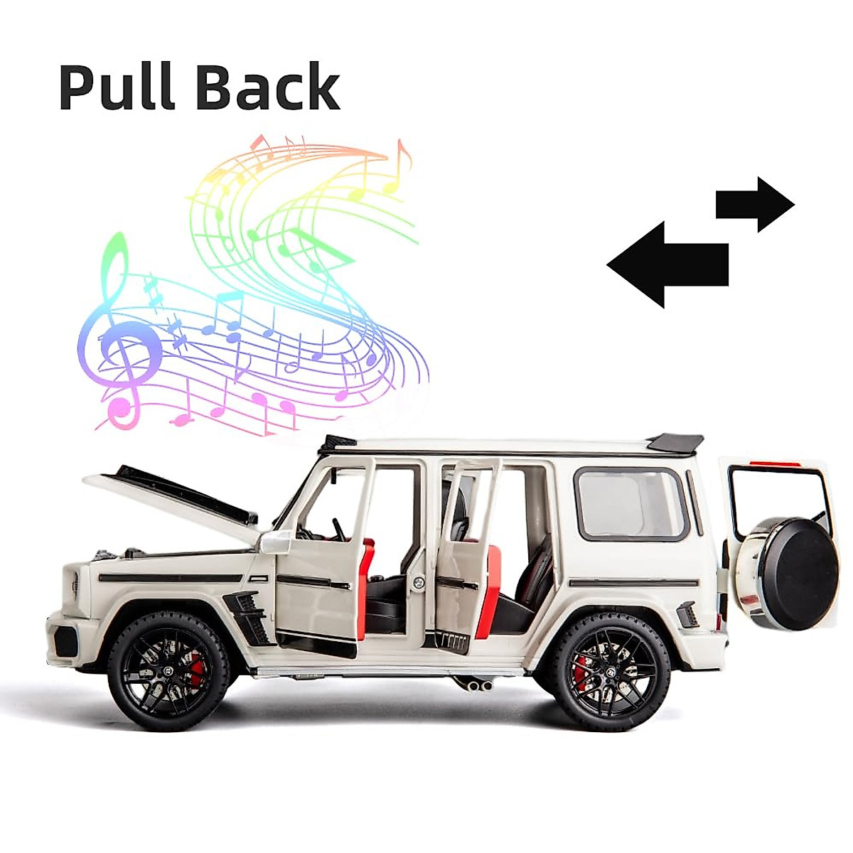 WAKAKAC 1/18 Scale Benz Model Car for Adults Collectible,Pull Back Vehicles with Music and Light,Hood Can Be Opened Cars(White)