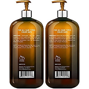 MAJESTIC PURE Apple Cider Vinegar Shampoo and Avocado Coconut Conditioner Set - Restores Shine & Reduces Itchy Scalp, Dandruff & Frizz - Sulfate Free, for All Hair Types, Men and Women - 2 x 16 fl oz