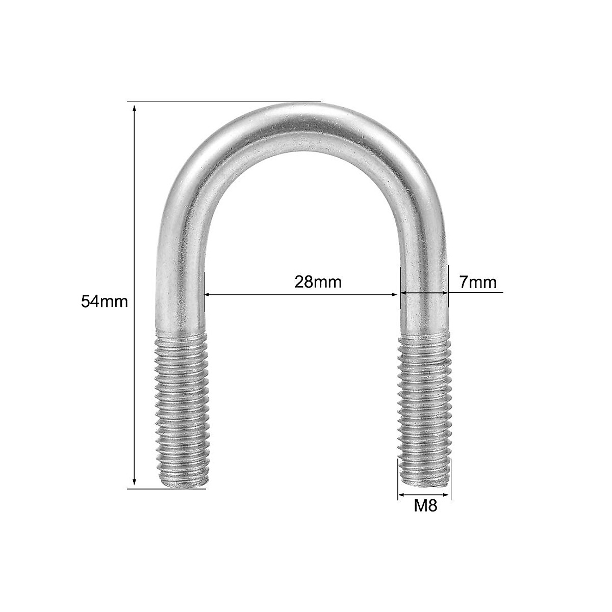 uxcell U-Bolts 2pcs 1.1"(28mm) Inner Width 54mm Length M8 304 Stainless Steel U-Bolt Fastener for 27mm Pipe Dia