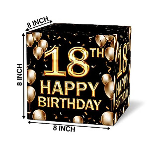 18th Birthday Card Box，Black And Gold Card Box for Birthday Party Decorations ，Party Supplies , Money Box -  1 PC (026 sr)