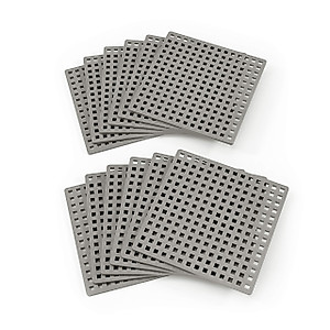 PLUS PLUS – Gray Baseplate, 12 Pack – Base Accessory for Building and displaying Creations, 4.5 X 4.5 inches, Construction Building STEM | STEAM Toy for Kids