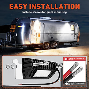 SnowyFox LED RV Porch Light - Aluminum Exterior Utility Light Led Outdoor Trailer Light 12V Lighting Fixture 750 Lumen Replacement Lighting Enclosed Trailer Lights for RVs Trailers Campers