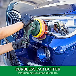 Cordless Polisher for Car Detailing with 2pcs 12V 2.0Ah Batteries & Charger, Aiment 6 Inch Cordless Car Buffer Polisher, 6 Variable Speeds, Portable Sander for Car Waxing/Buffing/Scratch Repairing
