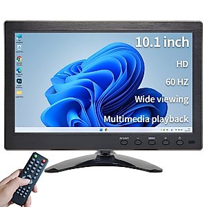 Qcvoruno 10.1 inch Security Monitor & Displays, 1024 * 600 Resolution, HD/BNC/AV/VGA/USB Input, Built-in Dual Speakers Portable LCD Monitor, Suitable for Game CCTV PC DVD DSLR