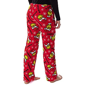 Dr. Seuss Juniors The Grinch Naughty Soft Touch Fleece Plush Pajama Pants Red