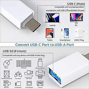 USB C to USB Adapter Pack-2,USB-C Male to USB 3.0 Female Adapter for MacBook Pro 2021/2020 iMac iPad Pro/Mini 6 Pixel 6 5 4 XL USB C Wall Plug Charger and Any Type C or Thunderbolt 4/3 Devices,White
