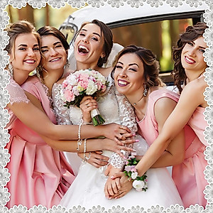 FINGERINSPIRE 12Pcs 10Inch White Individual Pearl Beaded Wedding Cake Pulls 12Style Wedding Cake Charm Pull with Alloy Silver Charm Bracelet for Birthday Party Wedding Decoration Bridesmaid Luncheon