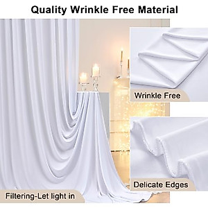 40ft×10ft Wrinkle Free White Backdrop Curtain for Wedding Party, 8 Panels 5×10ft Thick Silky Polyester Photo Backdrop Drapes Curtains for Parties Birthday Baby Shower Baptism Photography Home Decor