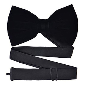 Solid Velvet Pre-Tied Bow Tie & Hanky Set (Black)