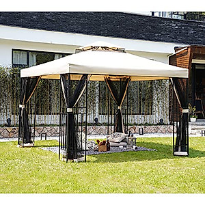 Grand patio 10x10 Ft Patio Gazebo with Mesh Netting Outdoor Canopy for Backyard, Garden, Pool-Side