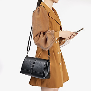 SHESTORY Women Genuine Leather Shoulder Bags Crossbody Purses for Lady Handbag (Black)