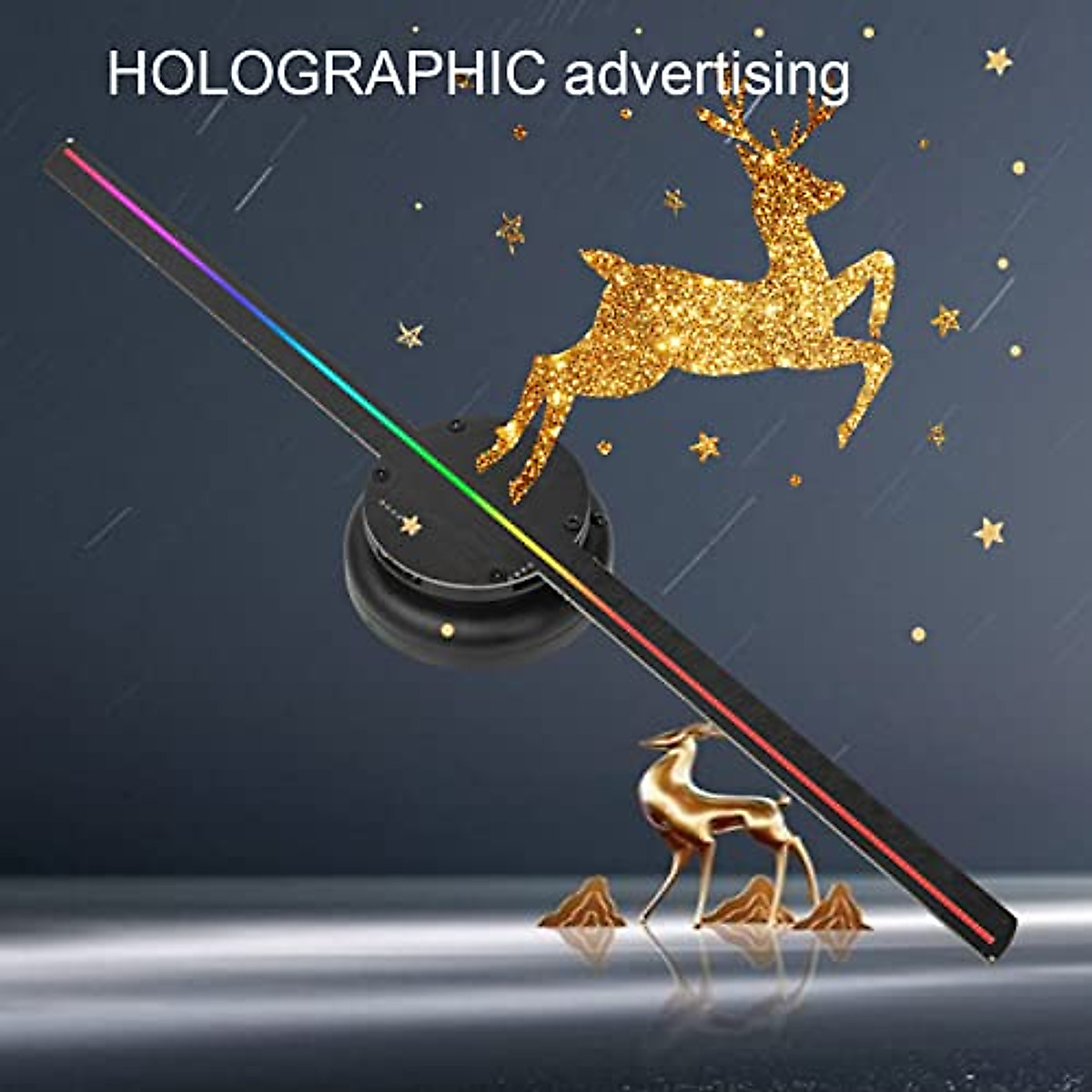 3D Hologram Fan, 40cm 3D Hologram Projector Advertising Machine with 224 LED Lamp, WiFi APP Remote 3D Hologram Display, for Exhibitions, Parties, Bar, Shopping Malls(US)