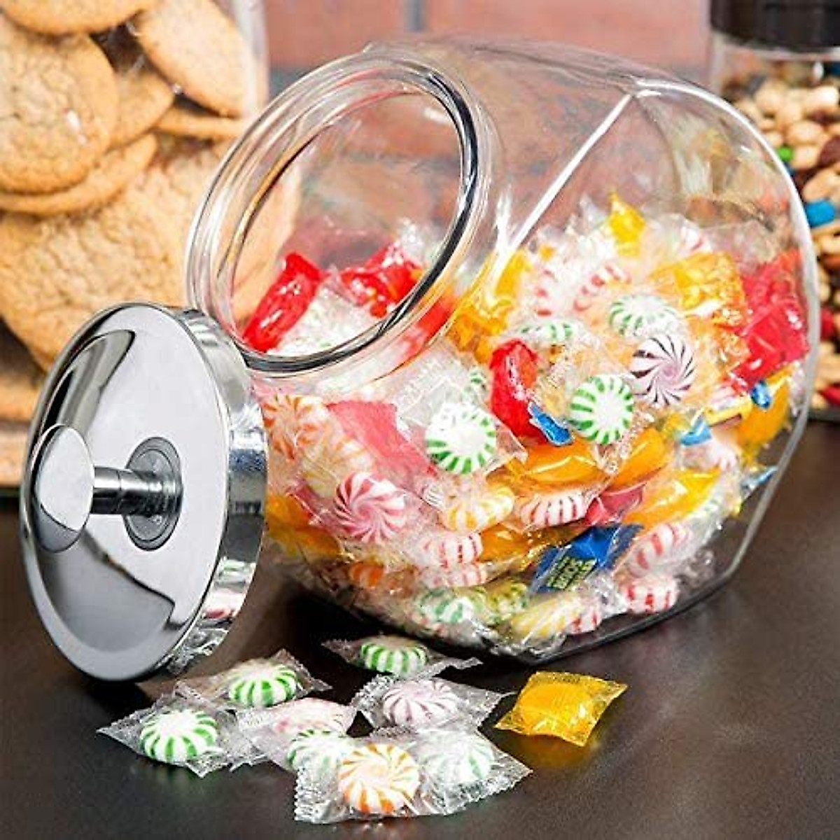 Anchor Hocking Glass Penny Candy Jar with Chrome Cover, 1/2 Gallon