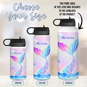 wowcugi Personalized Mermaid Water Bottle Stainless Steel Double Insulated Sports Bottle 12oz 18oz 32oz Mermaid Gifts For Back To School Birthday Christmas Kids Girls Toodlers