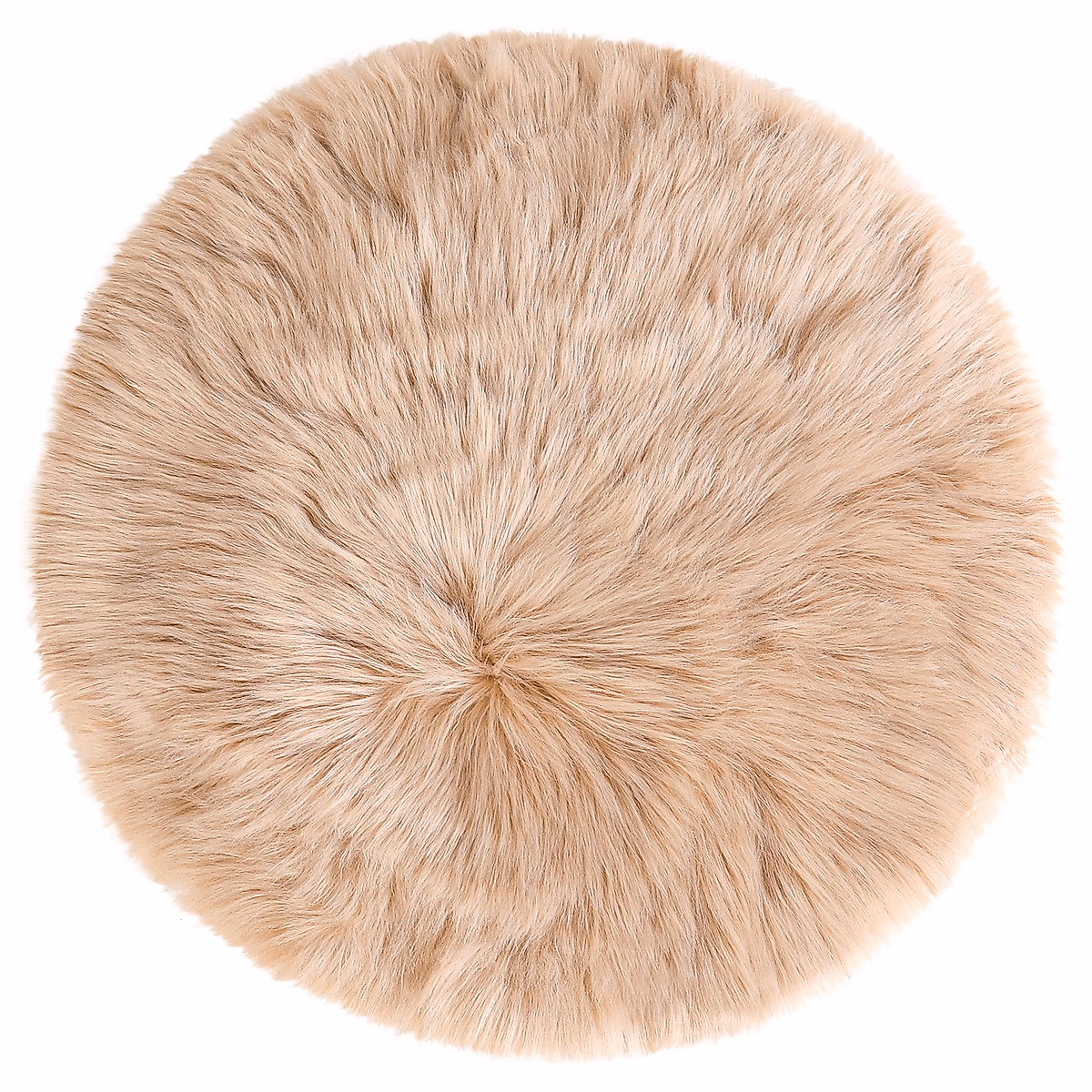 uxcell Faux Fur Round Rug,Fluffy Area Mat,Fluff Rugs for Bedroom Floor Sofa Living Room 2 x 2 Feet Khaki