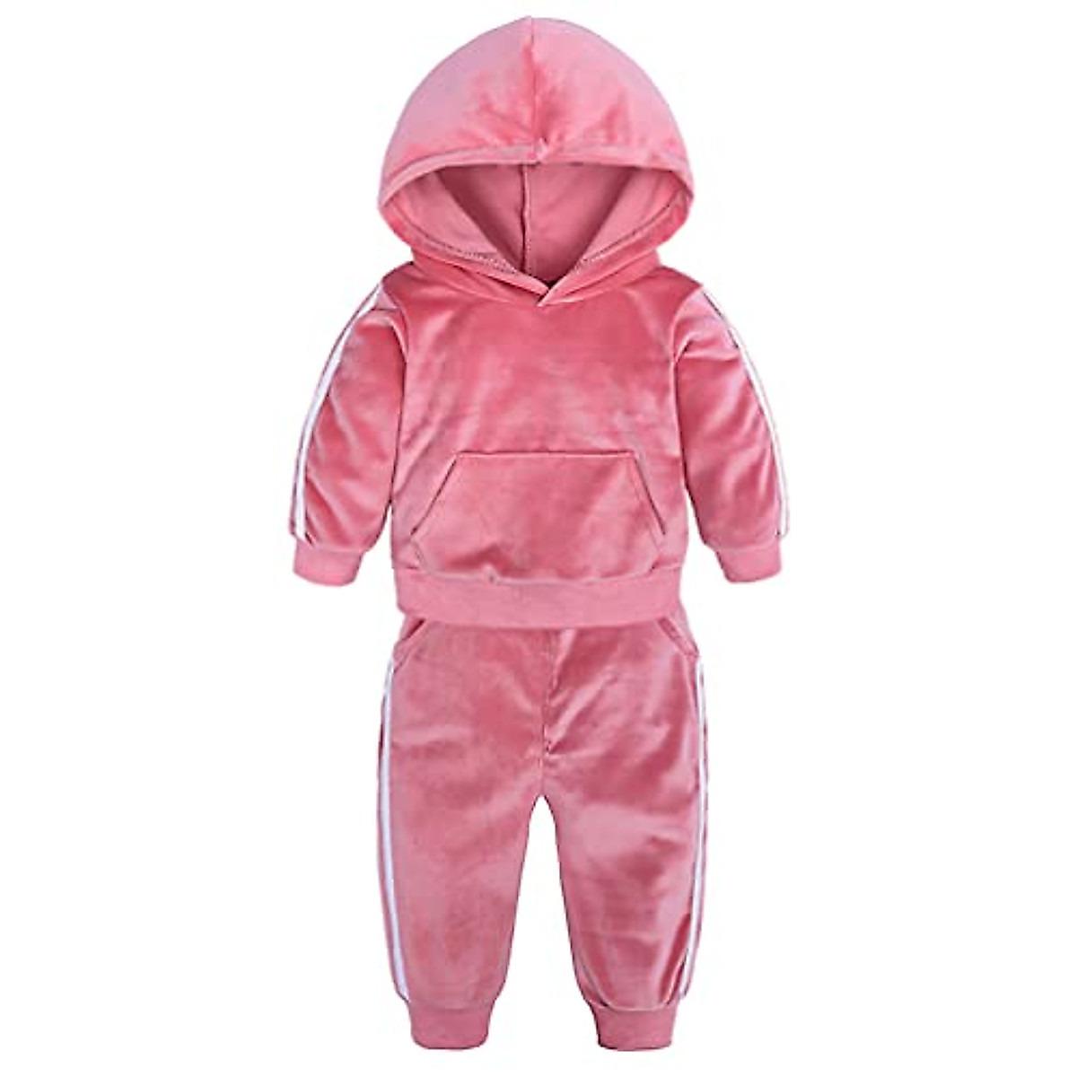 Linjinx Kids Boys Girls Velour Tracksuit Sweatsuits Athletic Hoodie Sweatshirt and Sweatpants Pants Set Pink 6-7 Years