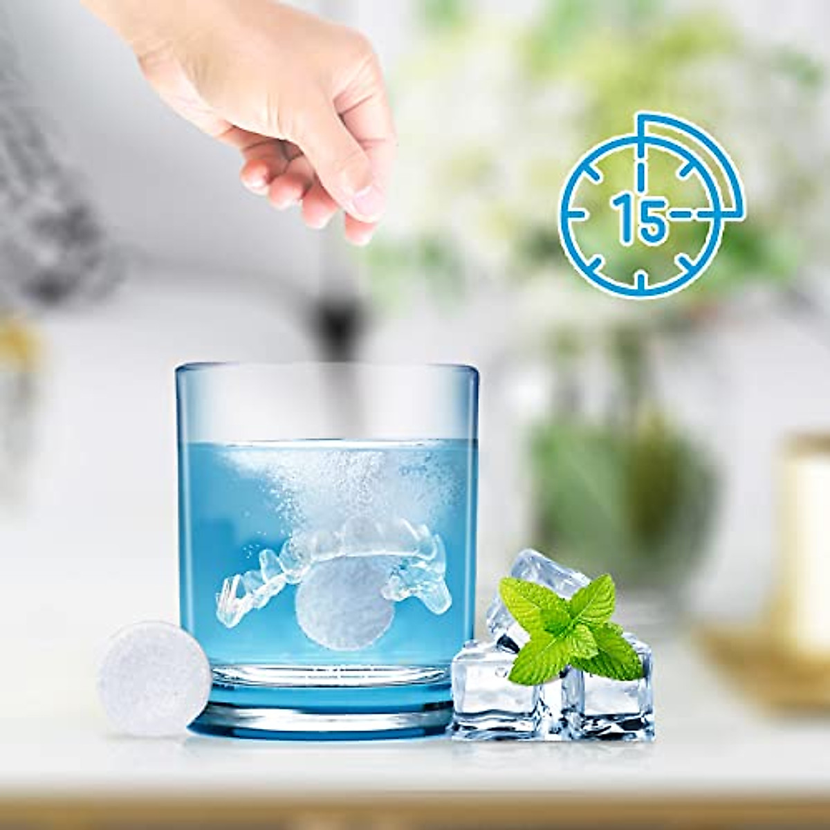 Retainer & Denture Cleaner Tablets - 4 Months Supply (120 pcs) Dental Retainers for Aligner - Mouth & Night Guards - False Teeth Whitening - Removes Odor & Plaque (120 Pcs)