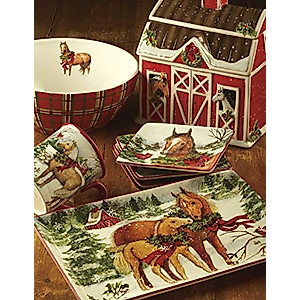 Certified International 16" x 12" Christmas on The Farm Rectangular Platter 16",Red
