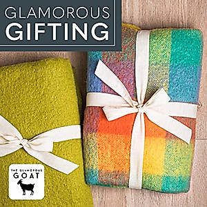 Mohair Wool Throw Blanket - 55% Mohair 34% Wool, Ultra Soft and Fluffy, Warm and Cosy Ethically-sourced Mohair and Wool Throw. 71” x 51”. Hemp Carrier Bag Included (Otago Spring)