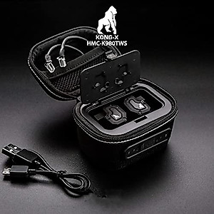 KONG-X Wireless Earbuds, Rotatable Ear Hooks for Ultimate Comfort and Secure Fit for Sports, Hybrid Dynamic Drivers and Armature Drivers, Deep Bass, Waterproof, SweatProof, 25H Play Time