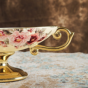 fanquare Floral Footed Fruit Bowl for Party, Fruit Holder for Kitchen Countertop, Decorative Bowls for Centerpieces