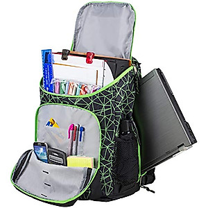 FUEL Top Load Multipurpose Backpack, Extra Large Main Compartment w/Easy Access, Padded Back w/Adjustable Comfort Straps, Front Molle Loops - Black/Lime