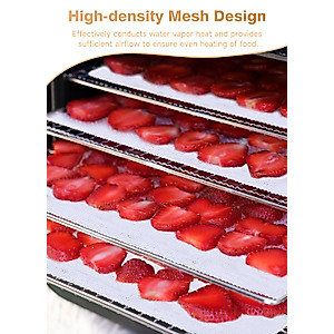 SUCISENI 6 Pack Silicone Dehydrator Sheets (14 x 21 Inch) Premium Non-Stick Silicone Mesh Mat for Fruit Food Dehydrator Reusable Dehydrator Tray Liners for Fruits Meat Vegetables Herbs