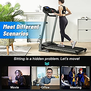 HomJoones Home Foldable Treadmill with Incline, Folding for Workout, Electric Walking Machine 15 Preset or Adjustable Programs 250 LB Capacity MP3 Black, 48/''*24/''*48/''
