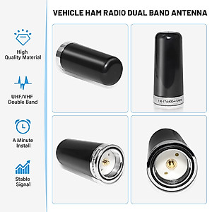 Anina 3DB Gain GMRS Antenna NMO Mount, Dual-Band UHF VHF 136-174MHz 400-470MHz, 3.5” Antenna NMO Connection for Midland Car Truck Ham Radio Amateur Mobile Radio Two Way Radio Marine Boat VHF Radio