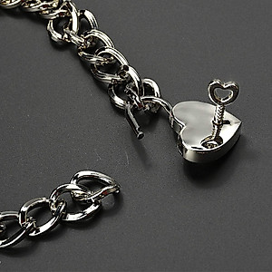 Lover Heart Padlock Necklace, Choker Necklaces for Women with Lock and Key, Metal Padlock Choker Pendant 18in
