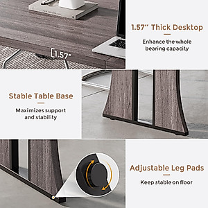 Condemo 70.9 inch Simple Office Computer Desk, Large Executive Desk, Modern Industrial Study Writing Table Workstation, Business Furniture for Home Office, Gray Brown