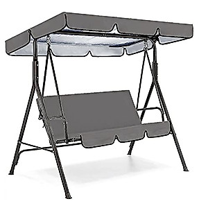 Swing Canopy Replacement, 3 Seat Swing Replacement Cushions Patio Swing Canopy Replacement Patio Seat Covers Swing Waterproof Cover Swing Canopy Cover and Garden Chair Outdoor Sunscreen (#2 Gray)