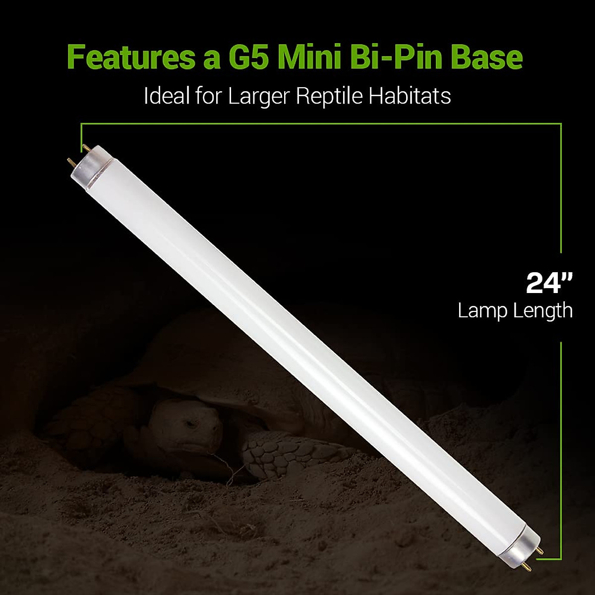 2 Pack 18W-Watt T8 Reptile Light Desert UVA UVB 10.0 Fluorescent Tube - 24" Terrarium Hood Light Suitable for Desert Reptile Lizards Bearded Dragons & More Promotes Natural Behavior UVB Bulb (24 Inch)