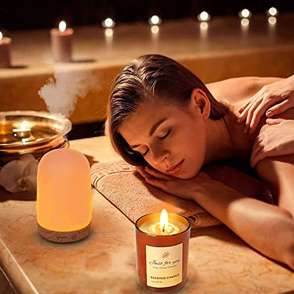 CONNOO 15 Pack 7 oz Amber Glass Candle Jars with Bamboo Lids for Making Candles, Empty Candle Container Tins with Carving Lids and Labels, Bulk Candle Tins