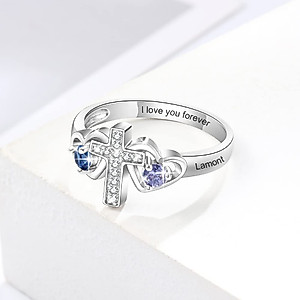Lam Hub Fong Personalized Mothers Day Gifts Birthstone Rings for Women Mother Daughter Promise Rings for Her Custom Engagement Name Rings for Her Girlfriend Wife (2 Birthstones-4, 5)