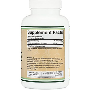 Fadogia Agrestis 600mg Per Serving (180 Capsules) Powerful Extract to Support Athletic Performance (Third Party Tested, Non-GMO, Vegan, Gluten Free) by Double Wood