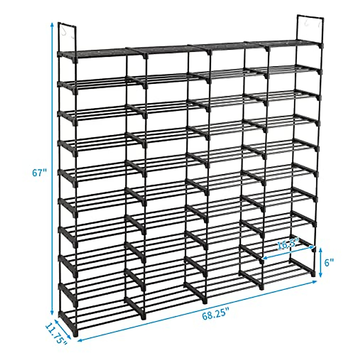 LeeMas 10 Tiers Shoe Rack Storage Organizer Shoe Shelf Organizer for Entryway Holds 80 Pairs Shoe, Stackable Shoe Cabinet Shoe Rack Organizer Large Shoe Shelf for Closet Bedroom Hallway