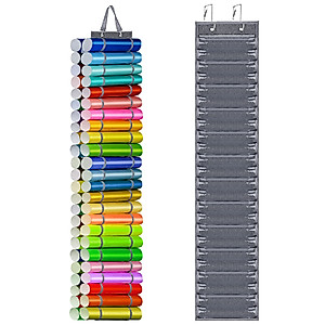TUPARKA Vinyl Roll Holder Craft Vinyl Storage Rack with 2 Hook Craft Storage Organizer 48 Compartments Vinyl Organizers Holder for Door Closet Wall