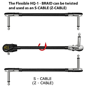Diginex 6 Units - 8 Inch - Audioblast HQ-1-BRAID (Black)- Flexible - Dual Shielded (100%) - Instrument Effects Pedal Patch Cable w/ ¼ inch (6.35mm) Low-Profile, R/A Pancake TS Plugs & Protective Boot