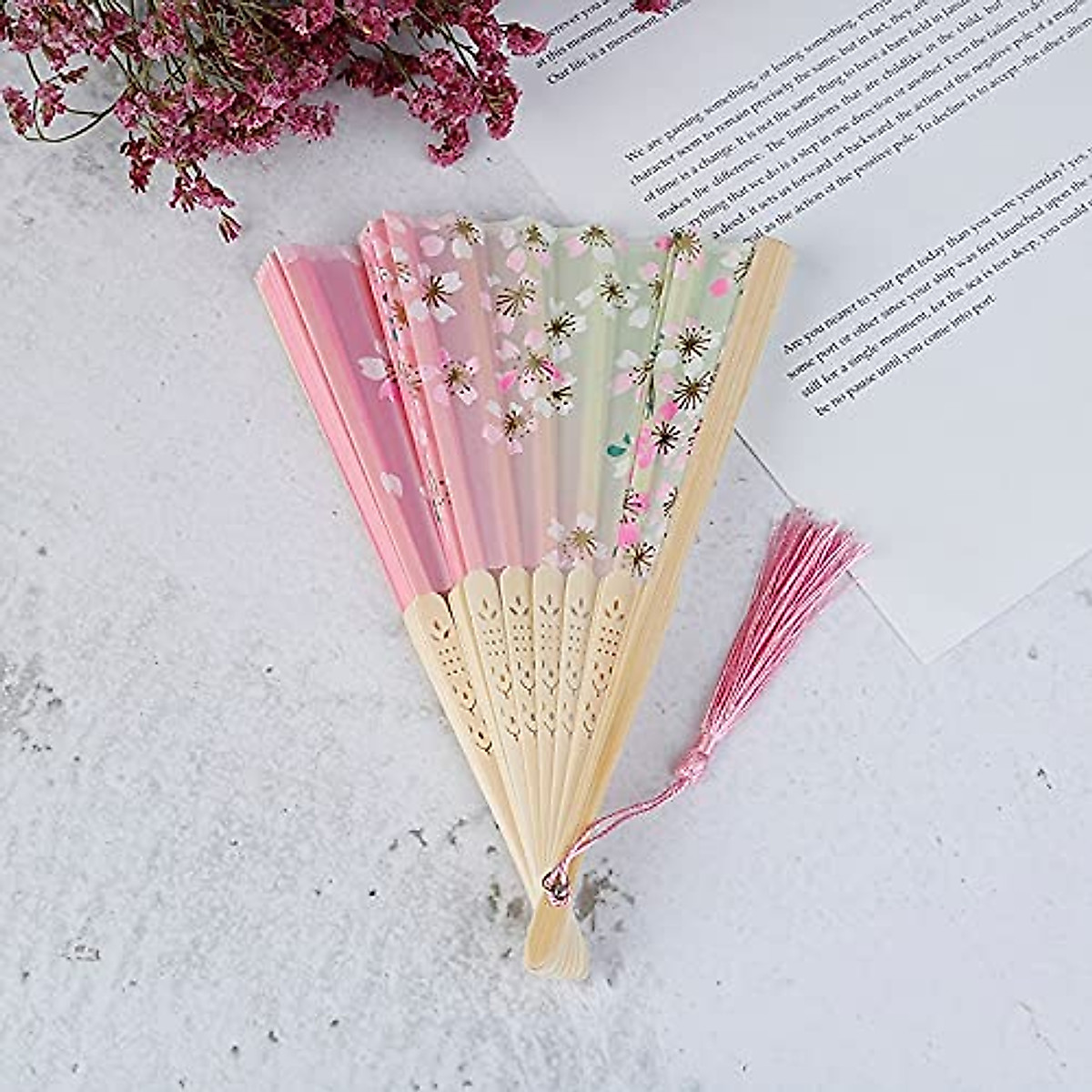 Handmade Folding Fan Vintage Bamboo Folding Hand Held Flower Fan Chinese Dance Party Solid Fan for Party Hand Bamboo Flower Hand Fans Personalized Handheld Fan
