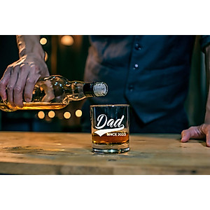 New Dad Gifts - Dad Since 2023" Whiskey Glass 11oz - Funny and Unique Gift Idea for New Dad, From Daughter, Son, 1st, Expectant, Daddy to Be