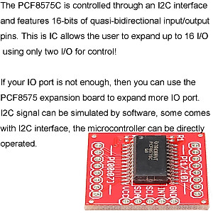 DKARDU PCF8575 IIC I2C PCF8575C Extension Shield Module 16-bit 400kHZ SMBus I/O Ports,with Dupont Cable,for Arduino
