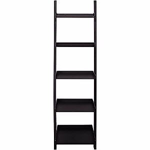 Kiera Grace Modern 5-Tier Wood Ladder Bookshelf, Black