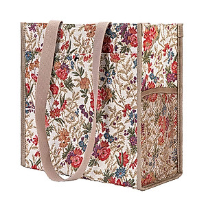 Signare Tapestry Shoulder Bag Shopping Bag for Women withFlower Meadow Design