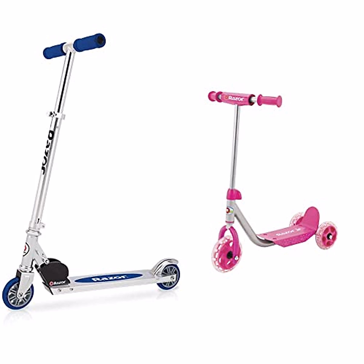 Razor A Kick Scooter for Kids - Lightweight, Foldable, Aluminum Frame, and Adjustable Handlebars & Jr. Lil' Kick Scooter