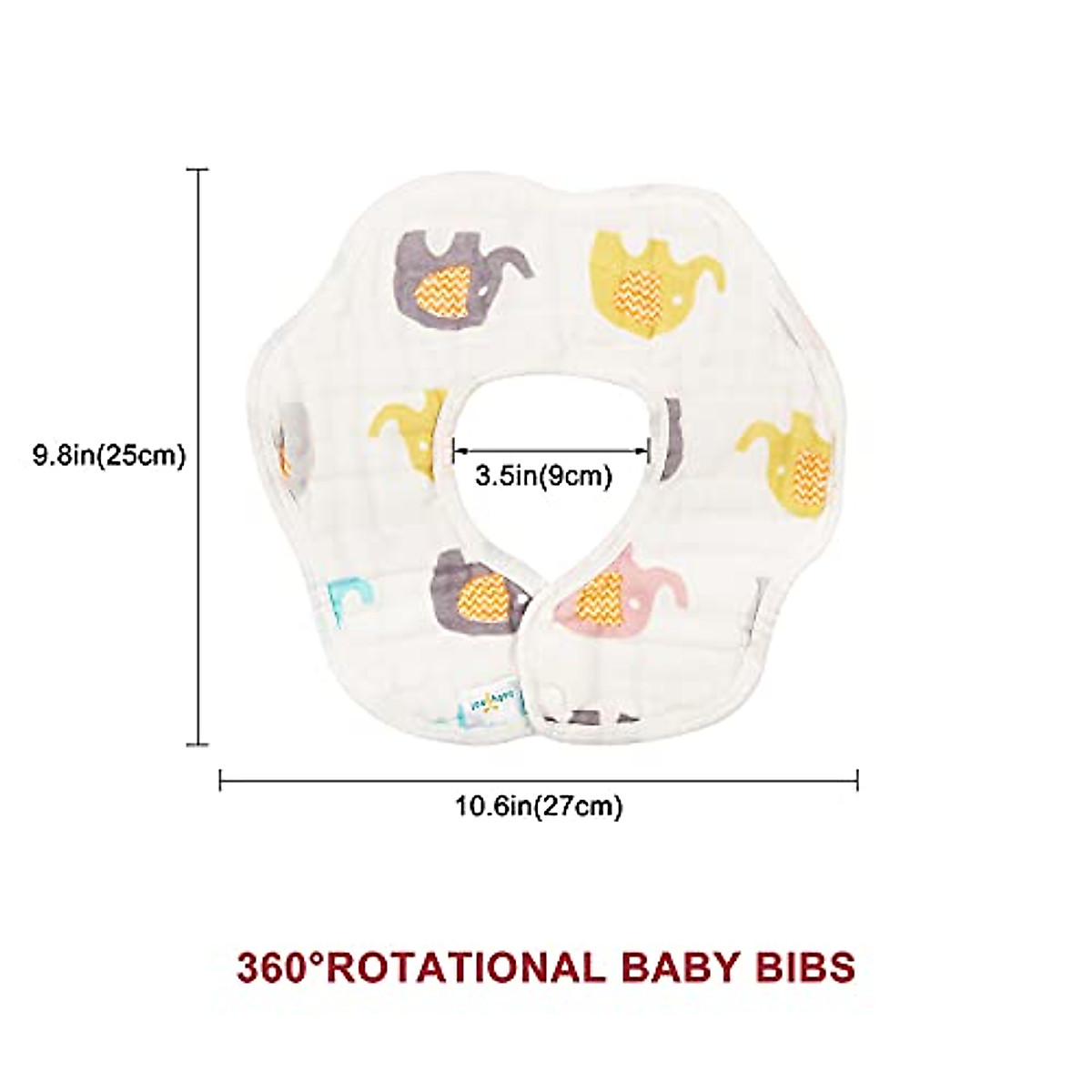 babygoal Baby Bandana Drool Bibs, 360° Bibs for Boys Girls Newborn Infant, 100% Organic Cotton Bibs for Drooling and Teething Gift 10 Pack 10MSBB01