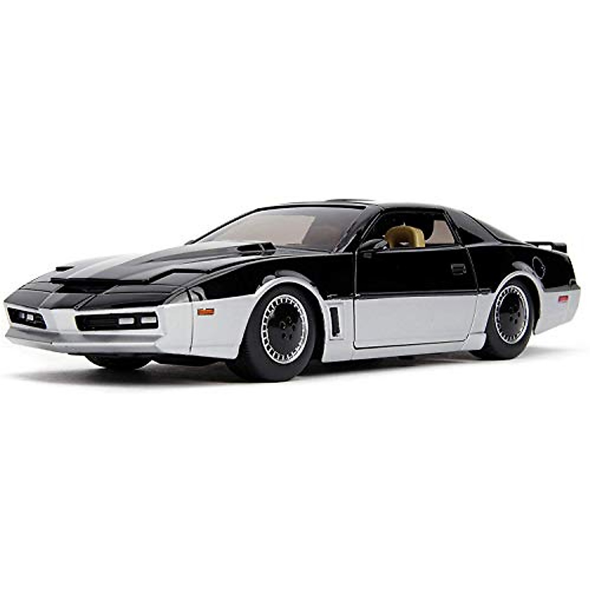 Jada Toys Hollywood Rides Knight Rider K.A.R.1982 Pontiac Firebird 1: 24 Diecast Vehicle with Light Up Feature, Glossy Black / Silver