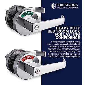 FORTSTRONG Commercial Door Handle with Privacy in-Use- Vacant Indicator Lock for Men or Women ANSI Grade 3 ADA Compliant FS2123BK Bathroom