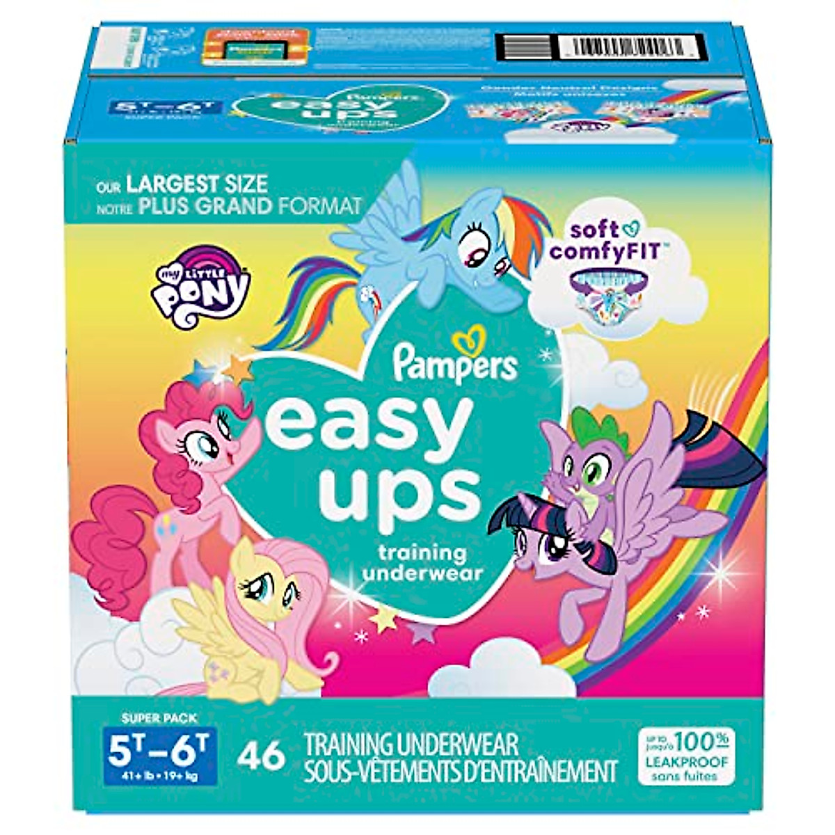 Pampers Easy Ups Training Underwear Girls, 5T-6T Size 7 Diapers, 46 Count (Packaging & Prints May Vary) (Pack of 2)
